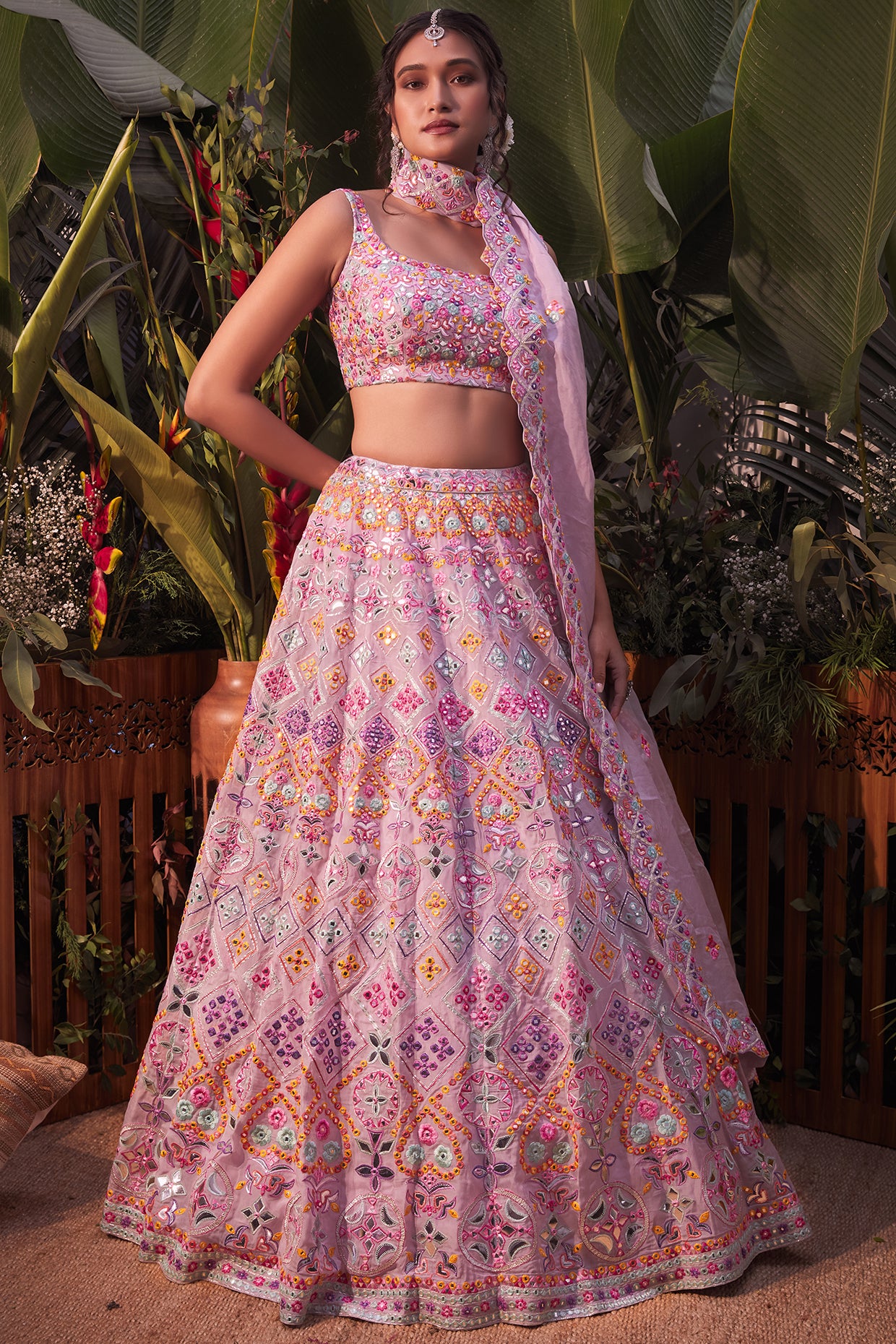 Purple Geometric Lehenga Set – Aneesh Agarwaal